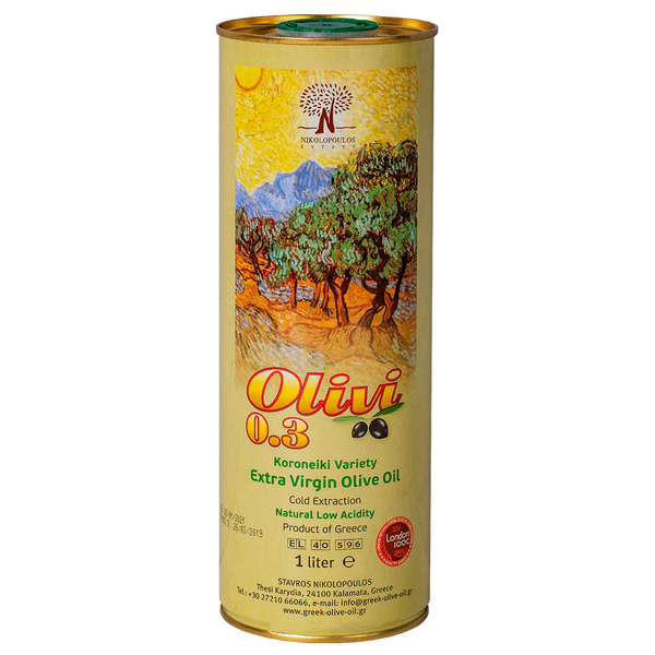 Масло оливковое Extra Virgin фермерское OLIVI, Греция, 1л жесть ...