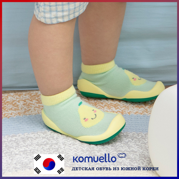Тапочки Мальчики Komuello, размер 21 F салатовый Закрытый нос, Круглый нос Южная Корея Без ...