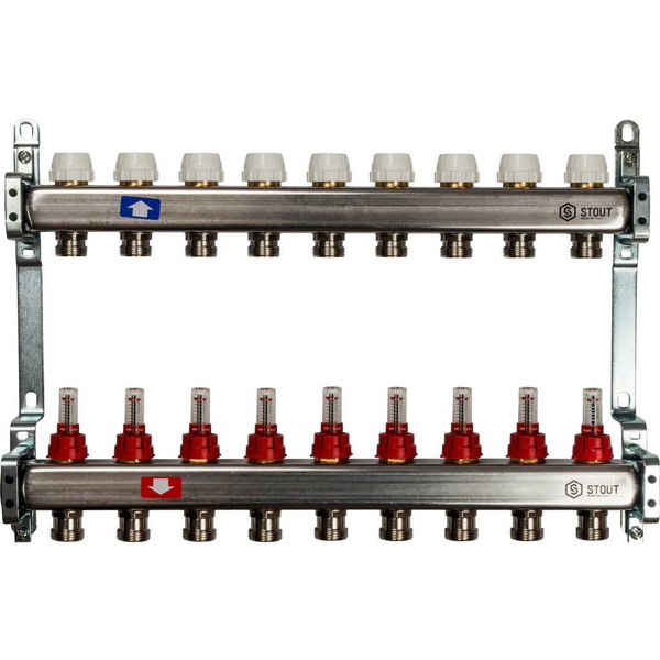 Коллектор из нержавеющей стали STOUT SMS 0917 000009 с расходомерами 9 ...