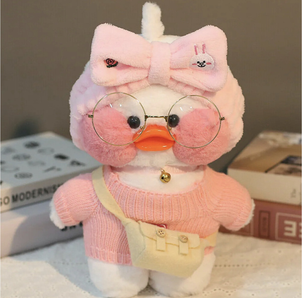 Мягкая игрушка уточка Лалафанфан MK Toy белая / Утка Лала фанфан в ...