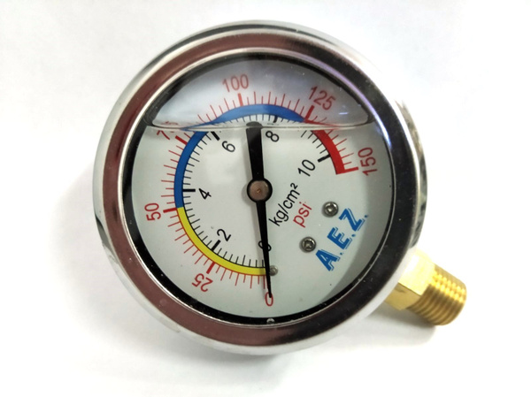 Манометр с глицерином для компрессора, пневмоинструмента (резьба - 1/4 ...