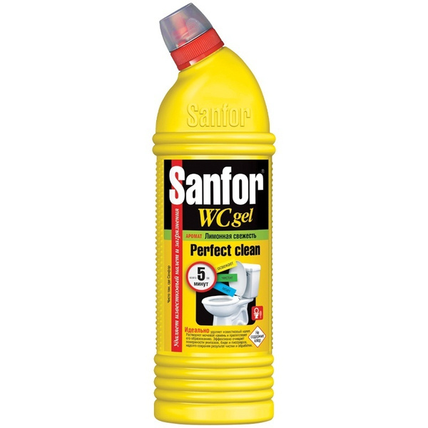 Чистящее средство для туалета Sanfor WC gel "Lemon Fresh", гель, 1 л ...