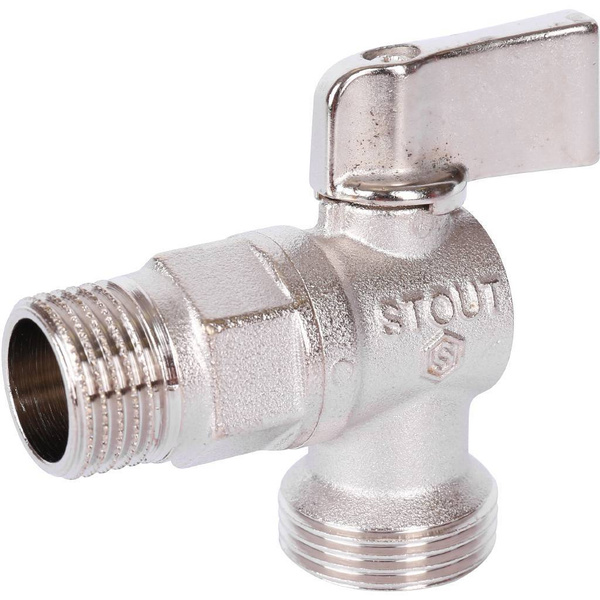 Кран шаровой угловой для бытовой техники 1/2"х3/4" STOUT SVB-0059 ...