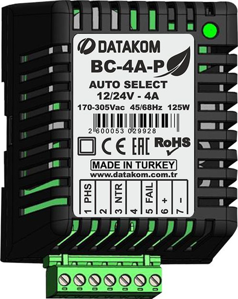 BC-4A-P Зарядное устройство (12В/24В, 4А, 220-240В, на дин-рейку ...