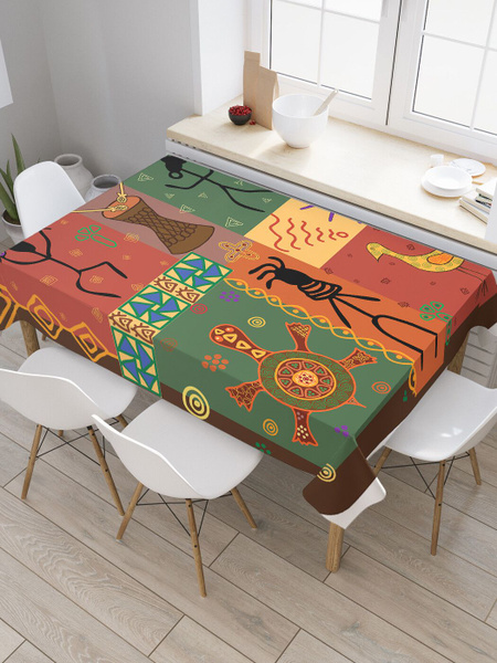 Прямоугольная тканевая скатерть на стол JoyArty с рисунком "Африканская история" 145 на 180 см ...