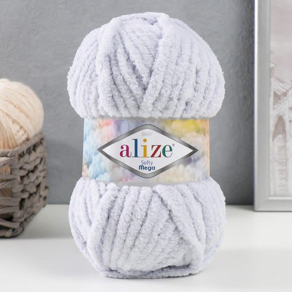 Alize, Пряжа, Softy mega, 100% микрополиэстер, 70 метров/100 грамм, 416 серый - купить с ...