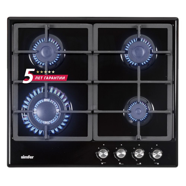 Simfer Газовая варочная панель H60V41B516 / газ-контроль / автоматический розжиг конфорок / wok ...
