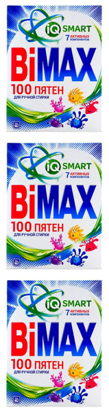 BiMAX Стиральный порошок Ручной, 100 Пятен, 400 г, 3 шт - купить с доставкой по выгодным ценам в ...