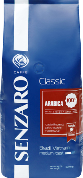 Кофе зерновой натуральный SENZARO Beans Pack, 1000 г / Кофе в зернах ...