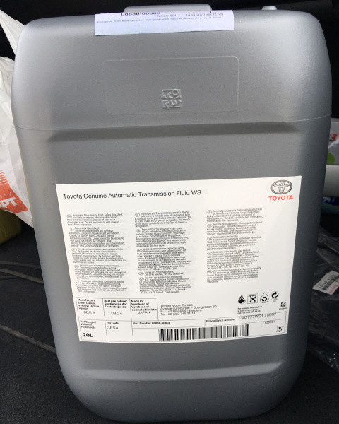 Характеристики TOYOTA Масло трансмиссионное 08886-80803 ATF WS (20л ...