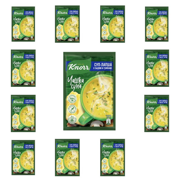 Knorr Чашка супа, быстрорастворимый суп лапша с сыром и грибами, 15.5 г ...