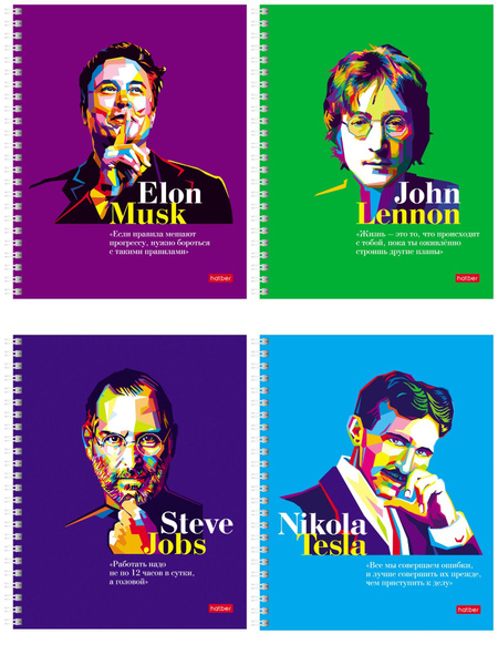 Набор тетрадей Hatber 80 листов, формата А5, в клетку, на гребне, 65 г/кв. м, глянцевая ...