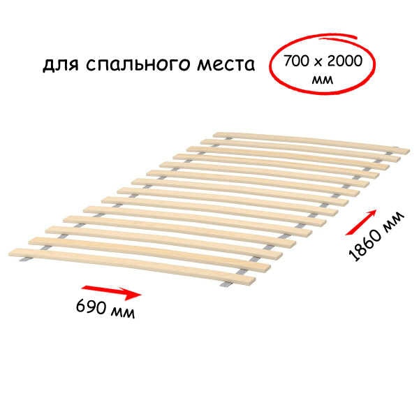 Бескаркасное ортопедическое основание, реечное дно, латы 70*200 (190 ...