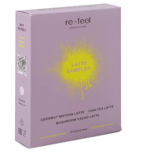 Ассорти растворимого напитка: матча, чай, какао, Re-feel, 62 г, Россия ...