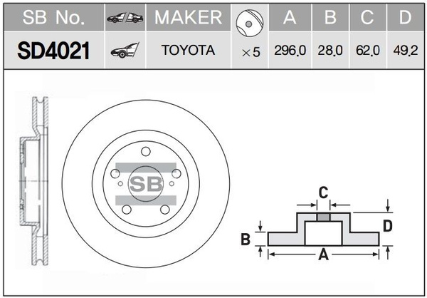 Диск тормозной (43512-33130 43512-06100) перед Sangsin SD4021 - купить ...