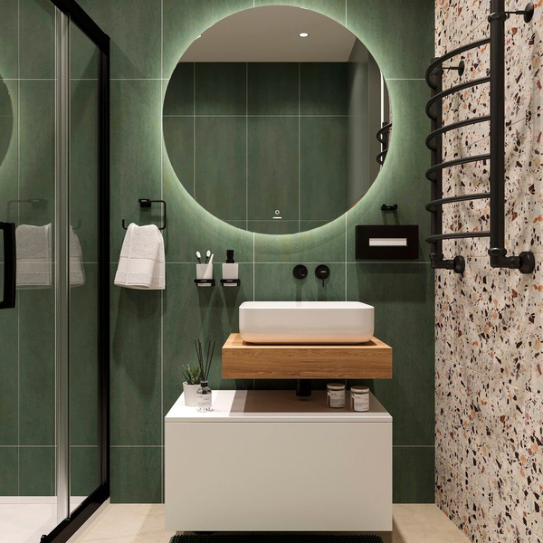 Мебель для ванной комнаты STWORKI Ольборг 60 столешница дуб французский, без отверстий, с тумбой ...