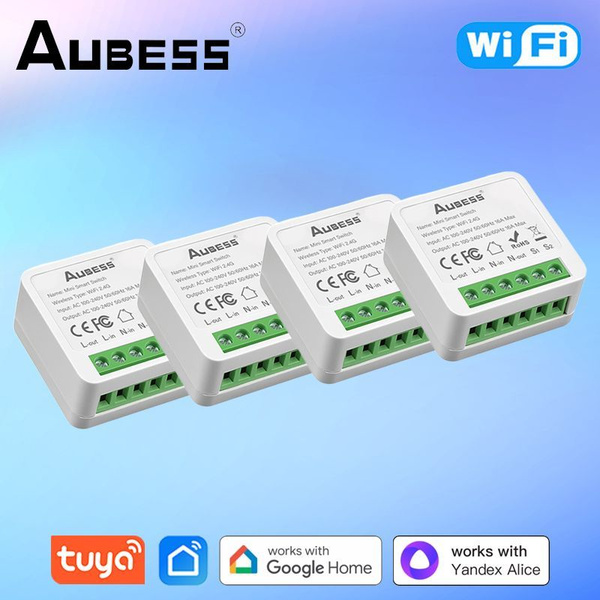 Контроллер Wi-Fi реле AUBESS Tuya 16А, 2 канала для проходного ...