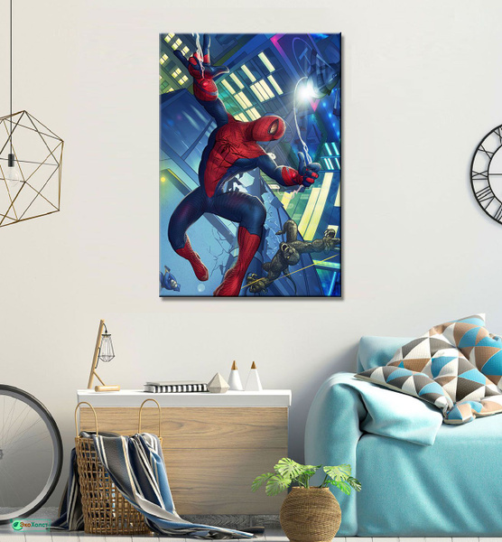 Картина на холсте для интерьера Человек Паук Spider Man Marvel