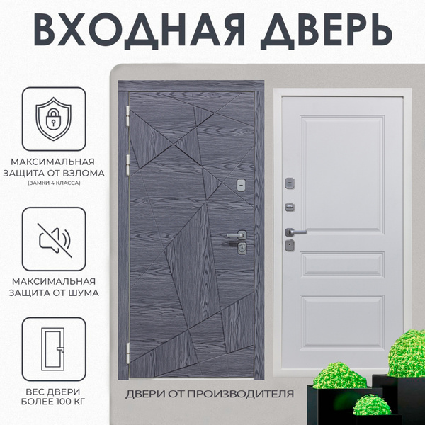 Входная дверь DIVA Для квартиры 2050х860 мм, Белый Софт Д13 - купить по ...