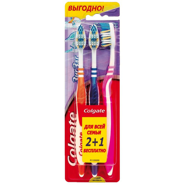Colgate Зубная щетка Зигзаг средняя 3 шт - купить с доставкой по ...