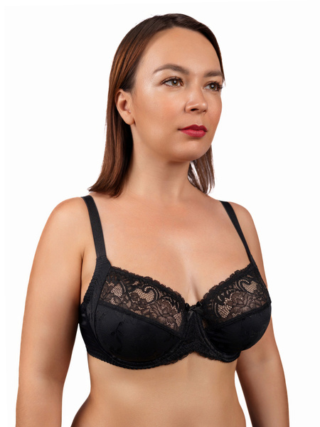 Бюстгальтер Женский Milavitsa, размер 90D черный Трикотаж Повседневный Беларусь Крючки ...