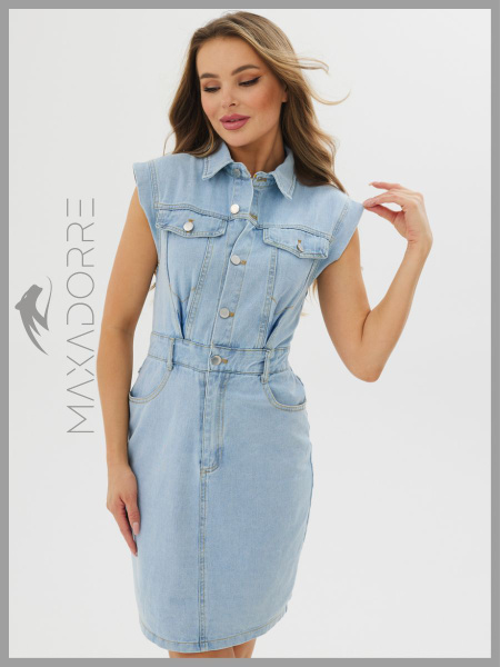 MAXADORRE Платье женское летнее , джинсовое, Женский, Лето, размер 48, материал Хлопок — купить ...
