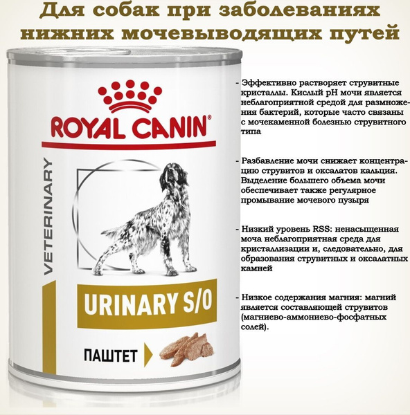 Royal Canin Urinary S/O Dog (паштет) 410г*12 - купить с доставкой по ...