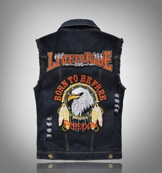 Жилет Мужской SYJWY темно-лазурный Деним, размер 58 Карманы Без рукавов Пряжка Повседневный ...