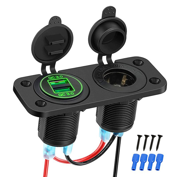Разветвитель прикуривателя в подстаканник 2 гнезда, с 2 USB QC3.0 порта ...