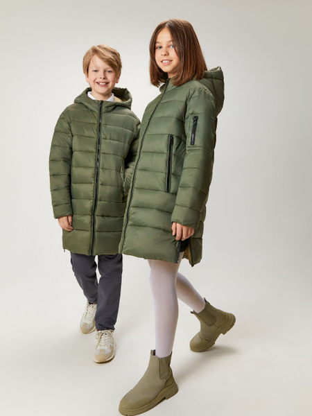Пальто Acoola, Еврозима, размер 158, цвет хаки, Текстиль - купить по выгодной цене в интернет ...