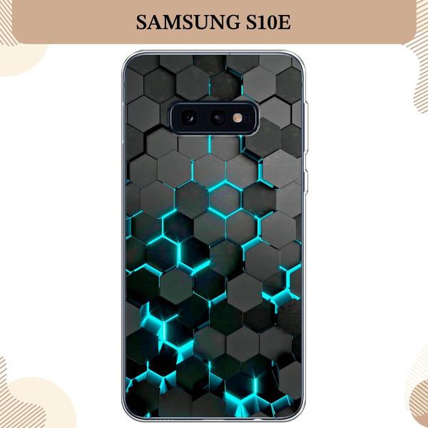 Силиконовый чехол на Samsung Galaxy S10E / Самсунг S10E Соты бирюзовые ...