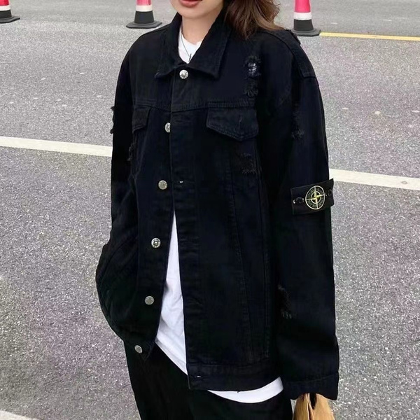 Пальто Stone Island, На любой сезон, размер 50, цвет черный, Деним ...