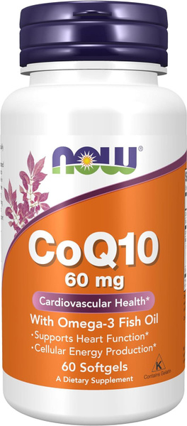 Now CoQ10 Коэнзим Q10 с Omega 3 60mg , 60 капсул. CoQ10 with Omega-3 ...
