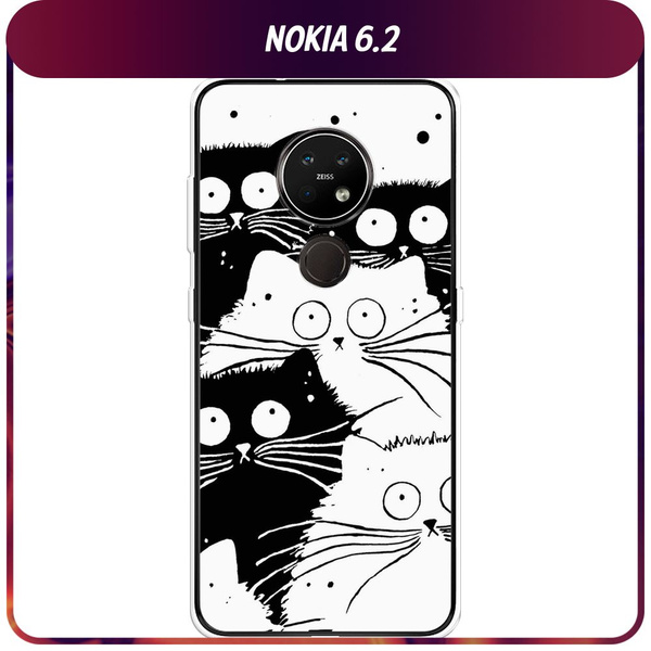 Силиконовый чехол на Nokia 6.2/7.2 / Нокиа 6.2/7.2 "Коты черно-белые ...