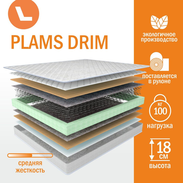 Матрас Plams пружинный Plams Drim, Зависимые пружины, 90 - купить по ...