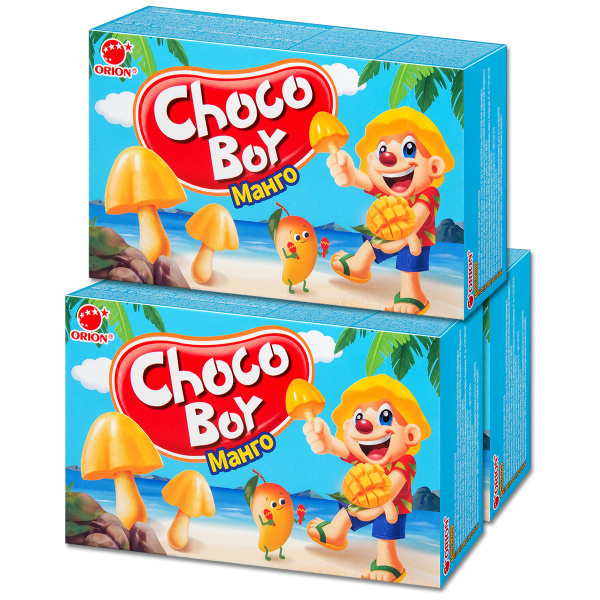 Печенье грибочки шоколадные ORION "Choco Boy" Манго, 45 г, 3 уп ...