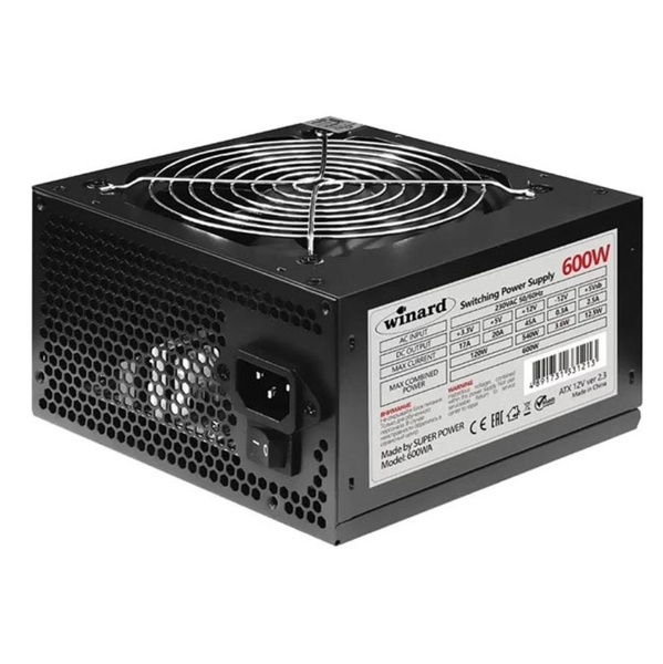 Блок питания Winard WA12 Black (WA12/600W) черный - 600W, ATX 20+4 пин ...