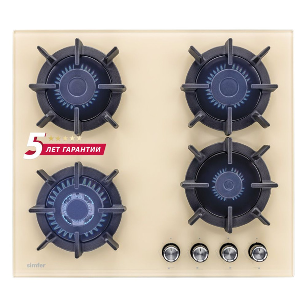 Газовая варочная панель Simfer 60см / газ-контроль / электроподжиг / WOK конфорка / закаленное ...