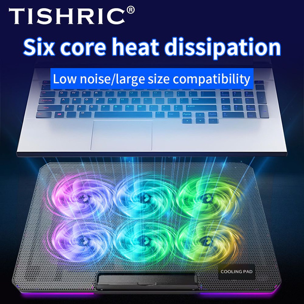 TISHRIC 6Fans Кронштейн для охлаждения ноутбука, 10 RGB респираторная ...