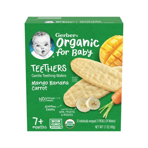 Вафли для прорезывания зубов Gerber, манго, банан и морковь, 12 пакетиков по 2 шт купить на OZON ...
