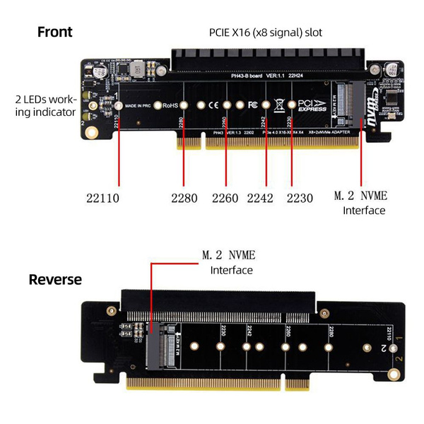 Плата адаптера-разветвителя PCIE X16-X8 + X4+ X4 Поддерживает PCIE 4.0 M.2 NVME Порт расширения ...
