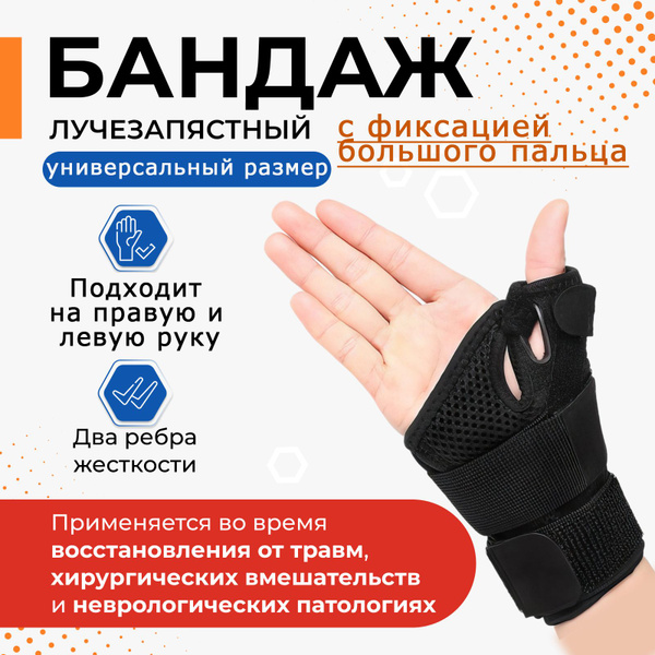 Ортез для большого пальца с жесткими пластинами и фиксацией ...