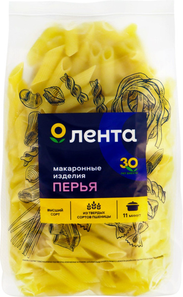 Макароны ЛЕНТА Перья группа А, высший сорт, 450г - 10 шт. - купить с ...