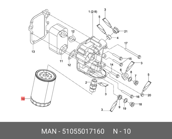 Фильтр масляный MAN 51055017160 - купить по выгодным ценам в интернет ...
