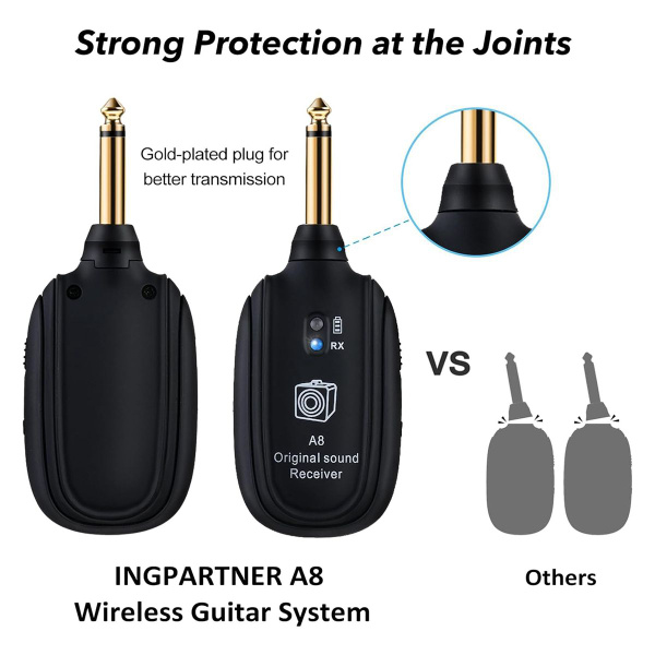 A8 Беспроводная гитарная система перезаряжаемый UHF аудио беспроводной передатчик приемник для ...
