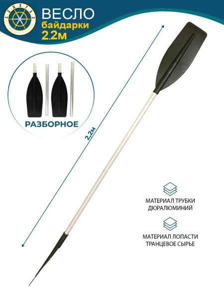 Весло разборное Адмирал 2.2 м четырехчастное байдарочное - купить с ...