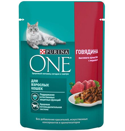 Purina One / Паучи Пурина Уан для взрослых кошек Говядина (цена за ...