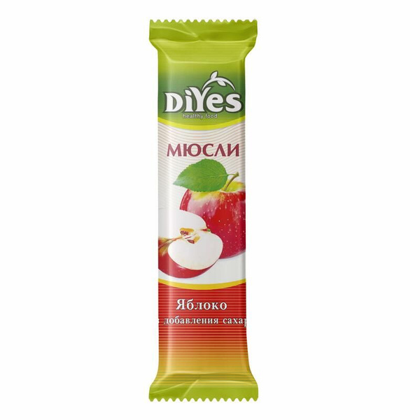 Батончик мюсли DiYes яблоко без сахара (36 штук по 25 г) - купить с ...