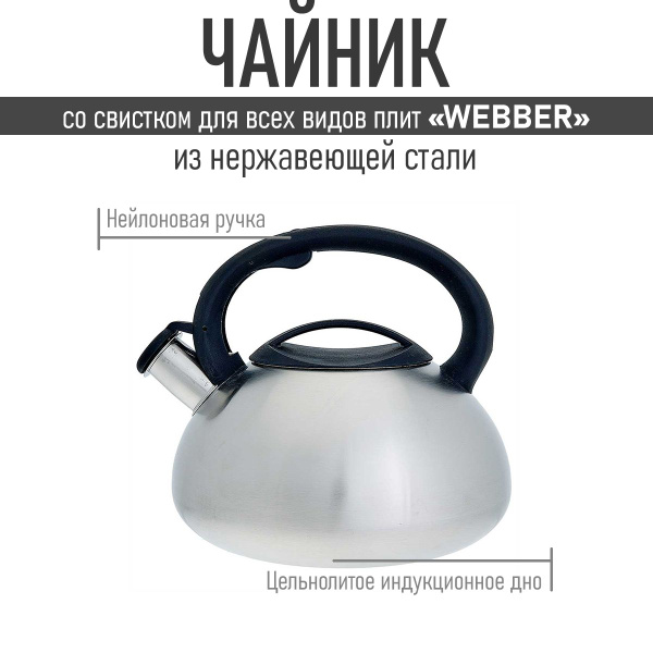 Чайник со свистком для газовой плиты из нержавеющей стали Webber ...