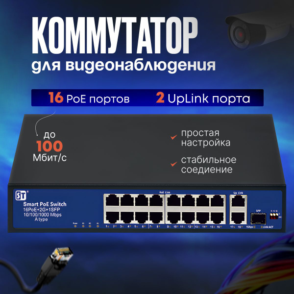 Коммутатор ST S163POE,(2G/1S/250W/A) - купить по выгодной цене в ...